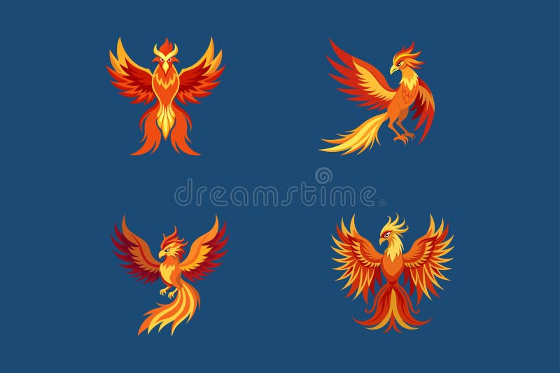 Fenix Flying Bird Vector Art Illustration Stock Illustration ...