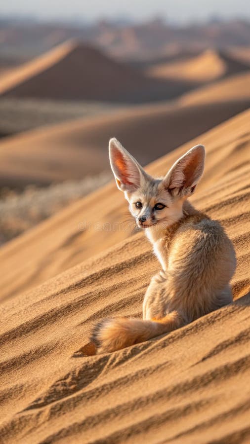 Fennec Fox with Large Ears in Desert Environment AI Stock Photo - Image ...