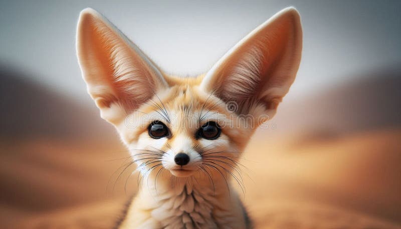 Fennec Fox with Alert Ears in the Desert: a Captivating Close-Up of ...