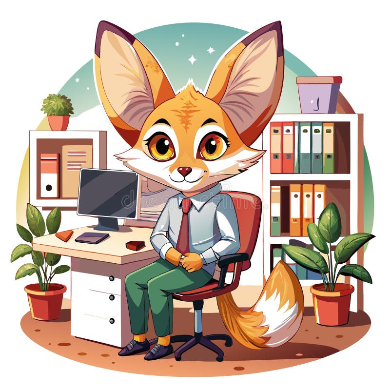 Fennec Fox Belittled Sits Office Vector Stock Vector - Illustration of ...