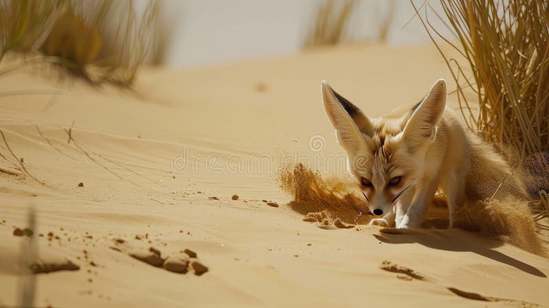 Fennec Fox in the Desert stock photo. Image of sand - 330272702