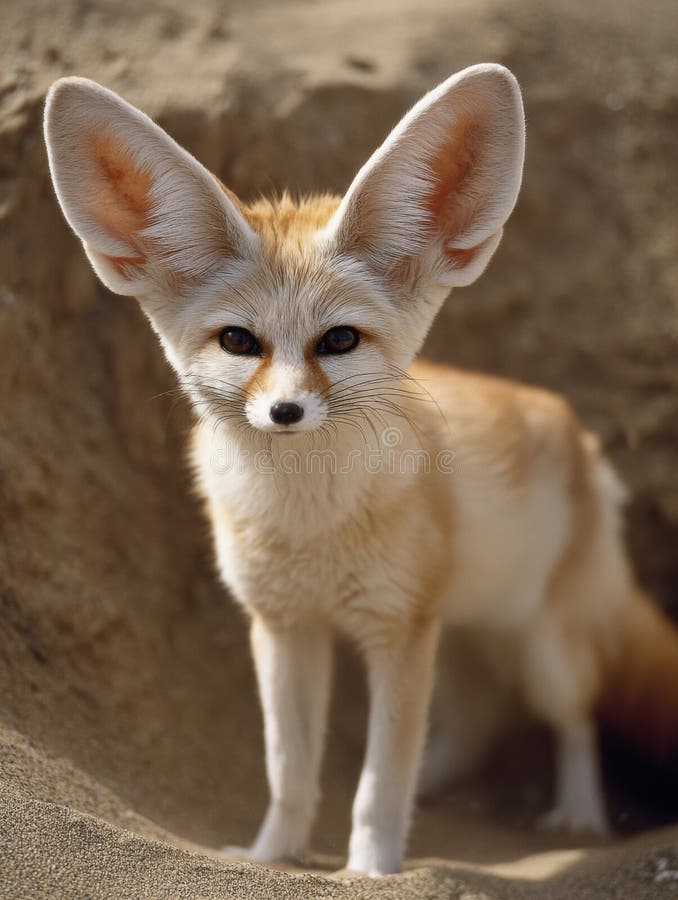Fennec Fox with Large Ears in Desert Environment AI Stock Photo - Image ...