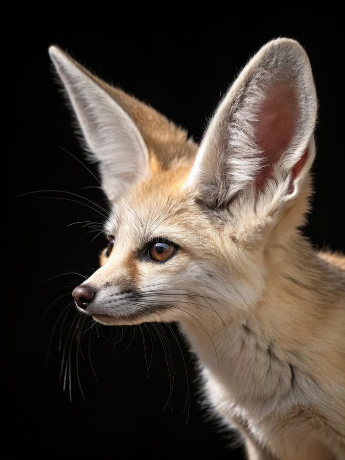 Fennec Fox Illuminated from Above Creating Dramatic Shadows on Its Face ...