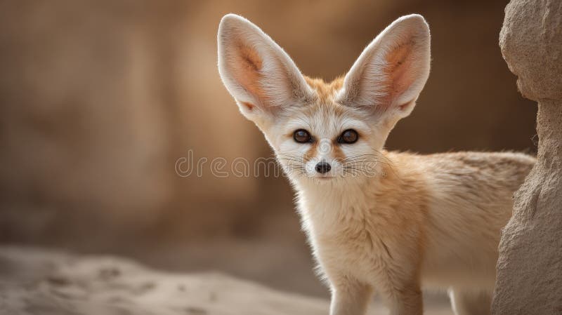 Fennec Fox with Large Ears in Desert Environment AI Stock Photo - Image ...
