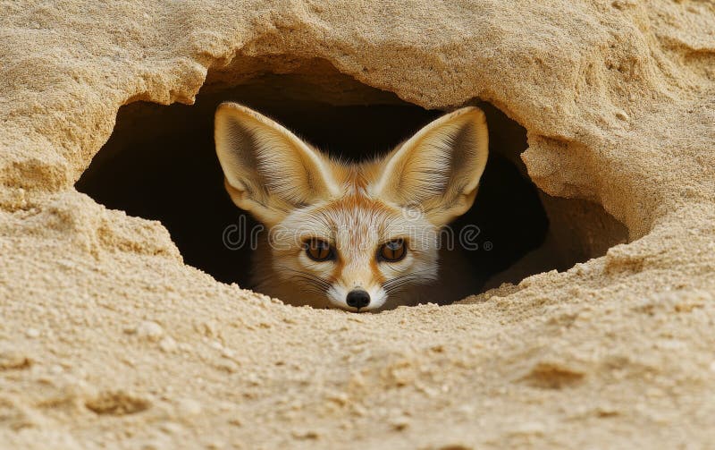 Fennec Fox with Large Ears in Desert Environment AI Stock Photo - Image ...