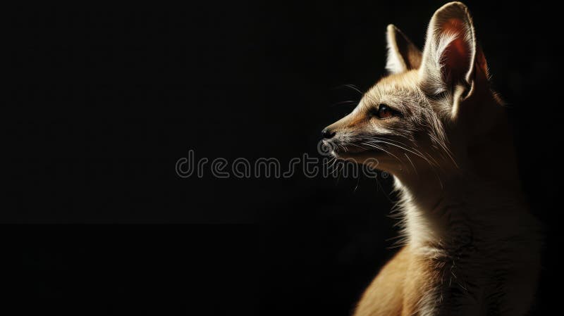 A Fennec Fox Looking Toward Light in a Dark Setting Stock Photo - Image ...