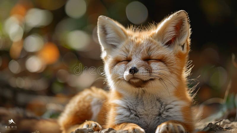 Fennec Fox Lying and Sleeping on the Ground, with a Cute Face and ...