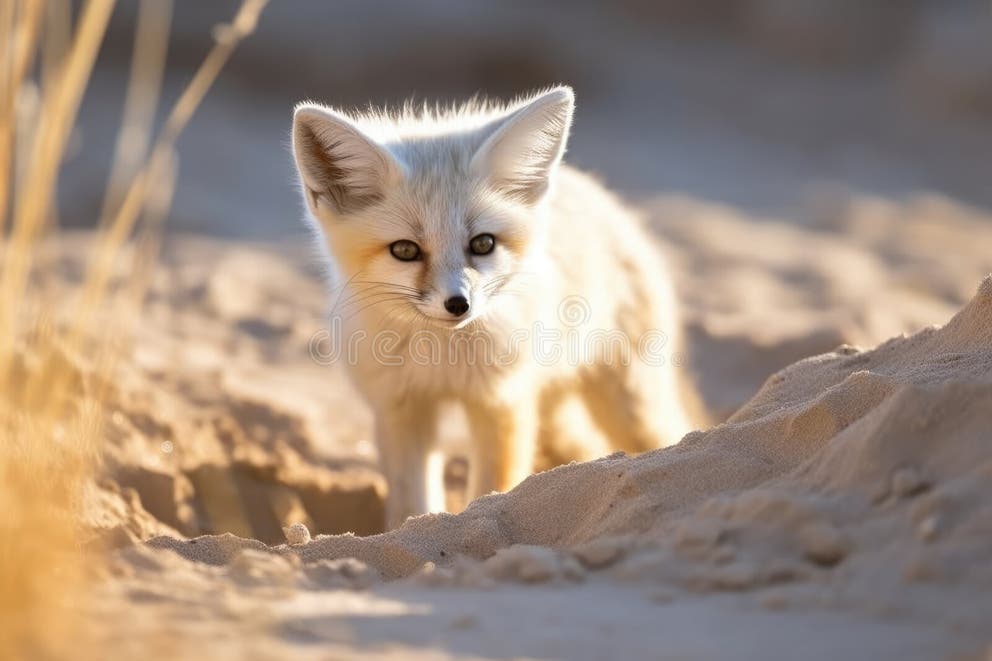 Fennec Fox Searching for Food in a Desert Setting Stock Image - Image ...