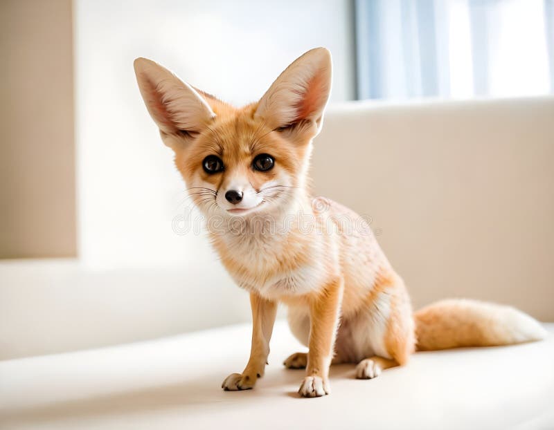 Fennec Fox with Large Ears in Desert Environment AI Stock Photo - Image ...