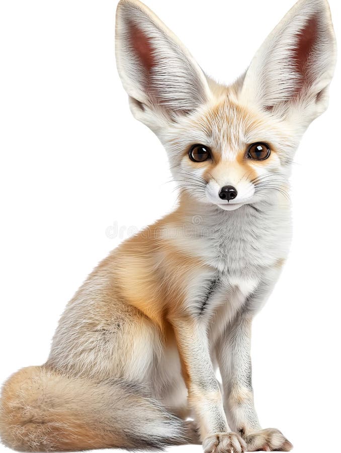 Fennec Fox Sitting Isolated on White Stock Image - Illustration of ...