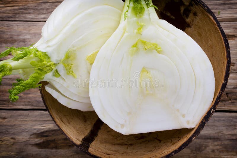 Fennel in the Bowl on the Wood Table. Stock Image - Image of freshness ...
