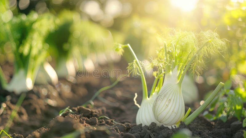 Fennel Grows in the Garden on the Farm Stock Illustration ...