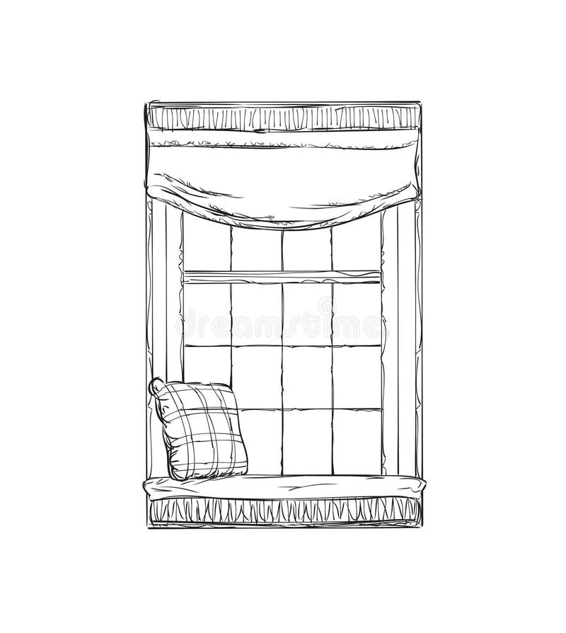 Illustration Der Fenster- Und Vorhangskizze Vektor Abbildung ...