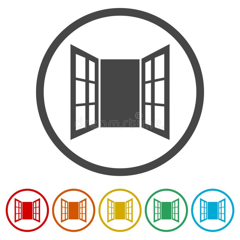 Fenstersymbole Setzen Flaches Grafisches Design Vektor Abbildung ...