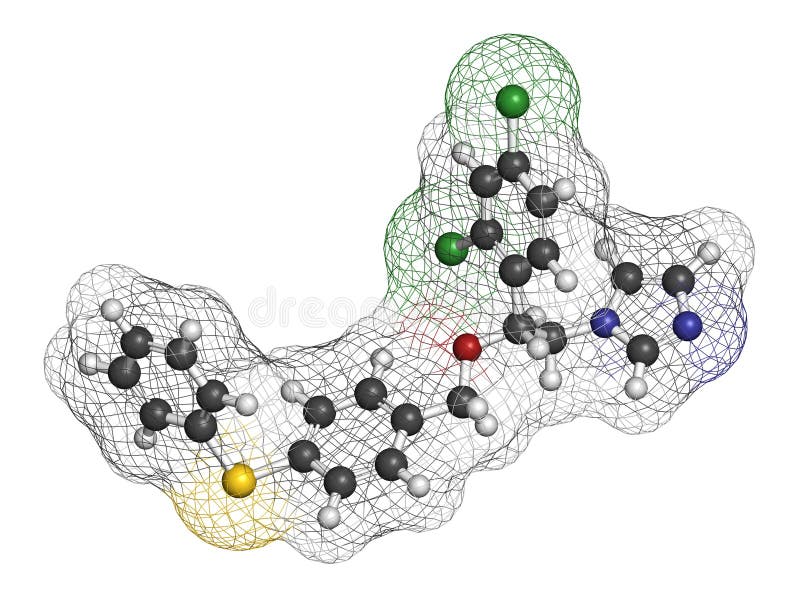 Fenticonazole Antifungal Drug Molecule. 3D Rendering Stock Illustration ...