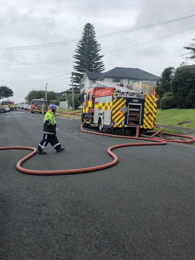 FENZ Firefighters and Vehicles on the Street Editorial Stock Image ...