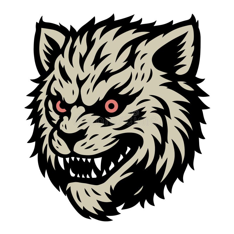 Feral Head Logo Cartoon Illustration Stock Vector - Illustration of ...