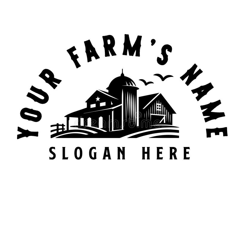 Ferme Avec Logo De Grange Silhouette Vectorielle Illustration de ...