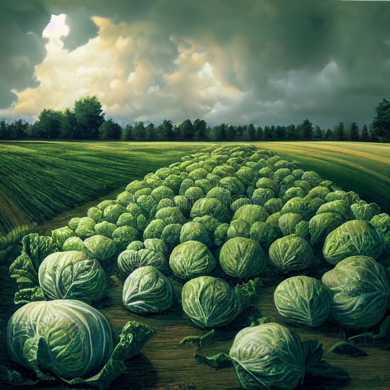Fermentation of a Huge Field with Ripe Cabbage Stock Image - Image of ...