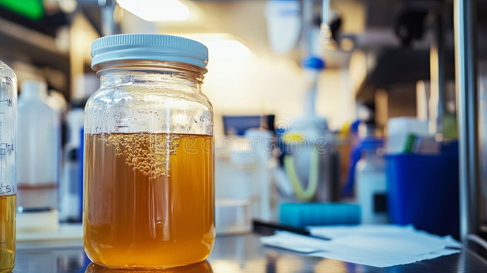 Fermentation Jar with Bubbling Liquid in Clinical Setting. Stock Photo ...