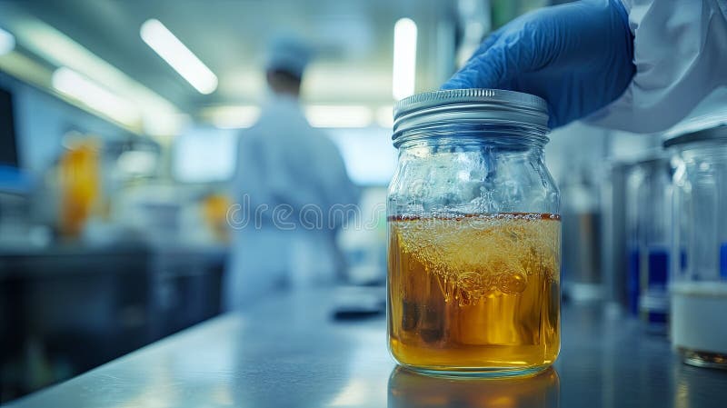 Fermentation Jar with Bubbling Liquid in Clinical Setting. Stock Image ...