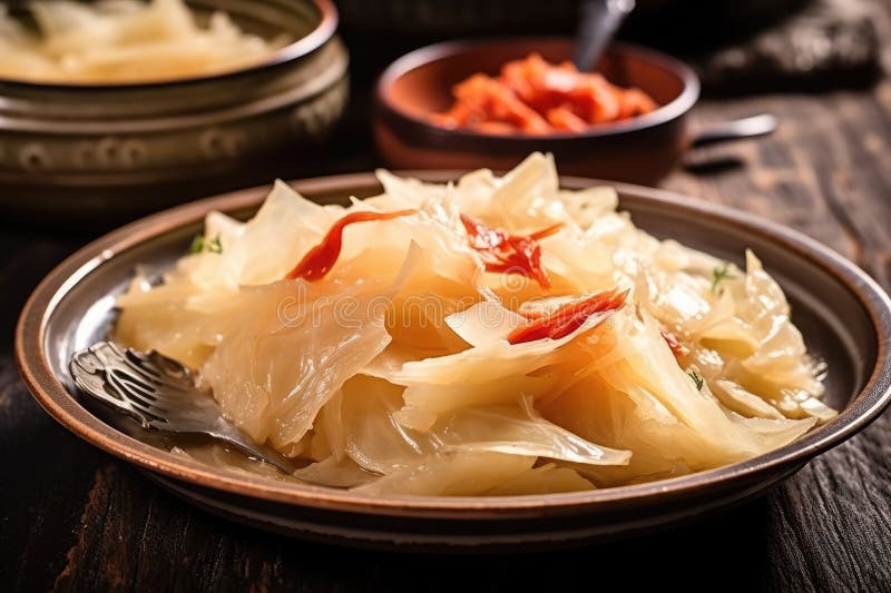 Fermented Cabbage in a Plate. Generative AI Stock Illustration ...