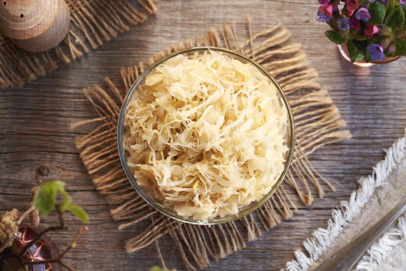 Fermented Cabbage or Sauerkraut in a Bowl Stock Image - Image of vegan ...
