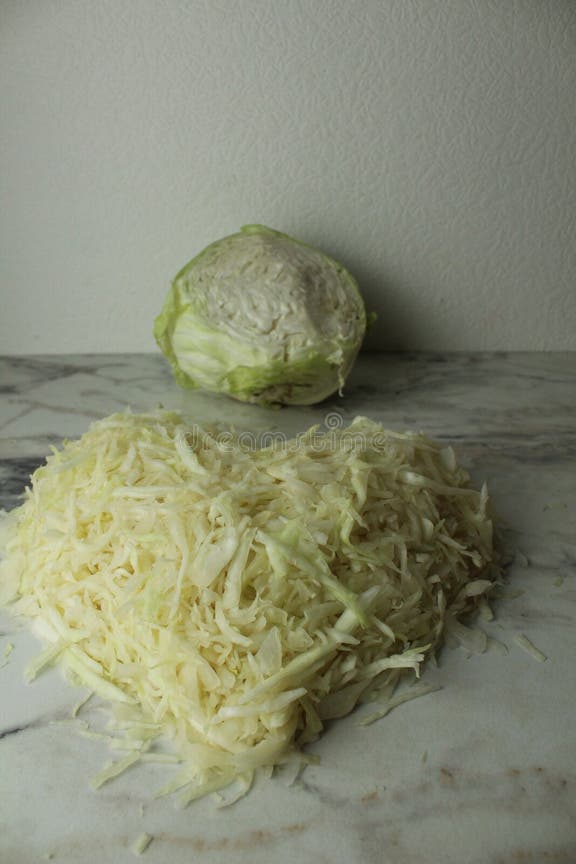 Fermented Cabbage. Shredded White Cabbage Stock Image - Image of ...