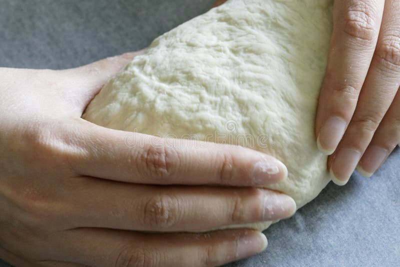 Fermented Dough on Baking Paper Stock Image - Image of hold, natural ...