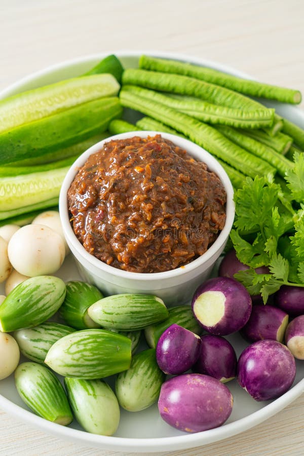 Fermented Fish Chili Paste with Fresh Vegetables Stock Photo - Image of ...