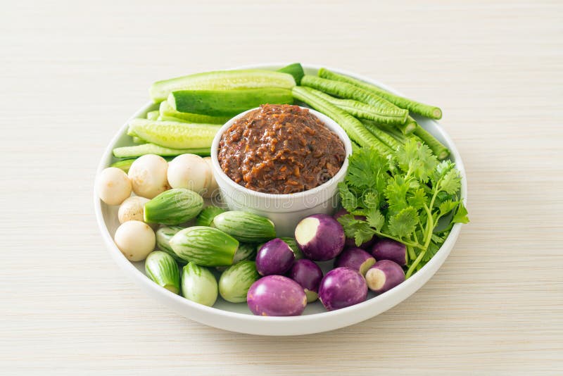 Fermented Fish Chili Paste with Fresh Vegetables Stock Image - Image of ...