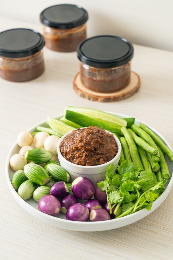Fermented Fish Chili Paste with Fresh Vegetables Stock Image - Image of ...