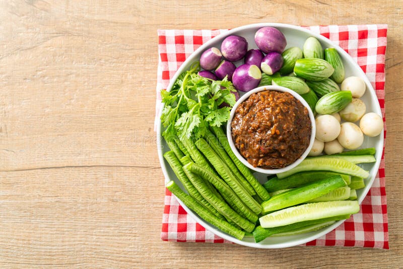 Fermented Fish Chili Paste with Fresh Vegetables Stock Image - Image of ...