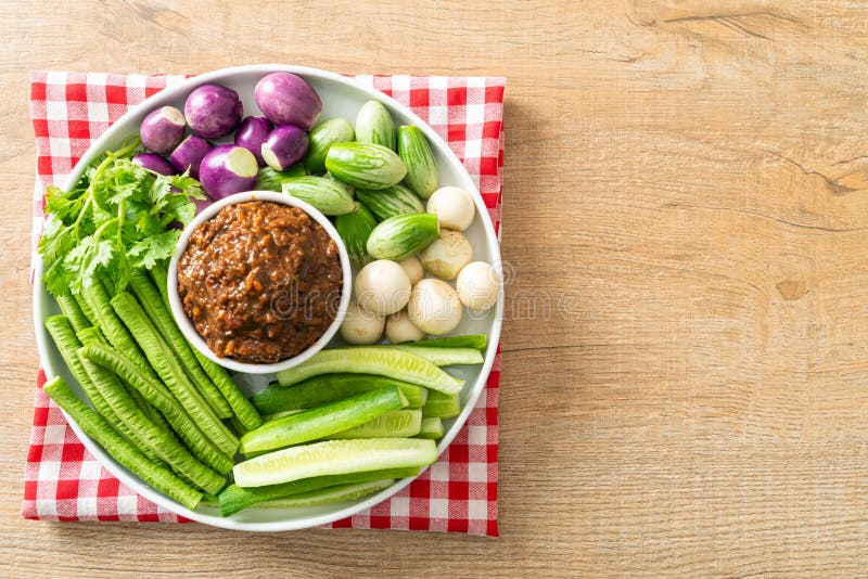 Fermented Fish Chili Paste with Fresh Vegetables Stock Image - Image of ...