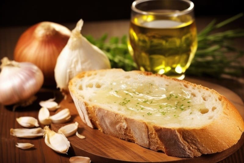 Fermented Garlic Served on a Slice of Bread Stock Illustration ...