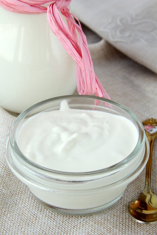 Fermented Milk Product Sour Cream Stock Photo - Image of healthy, curds ...