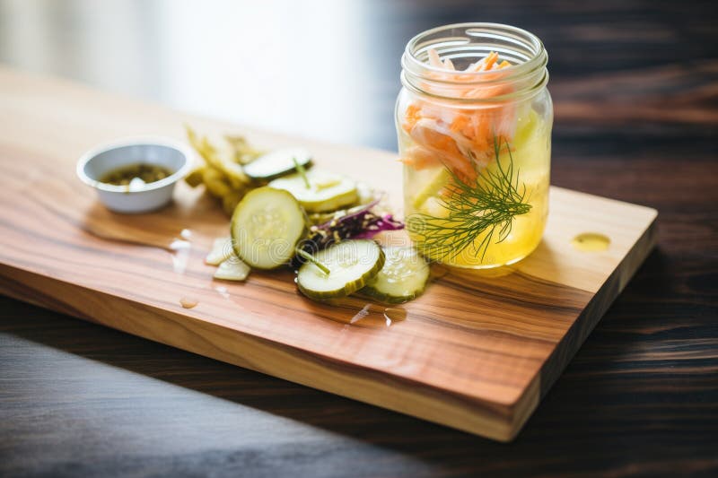 Fermented Pickles Served on a Board Stock Image - Image of rustic ...