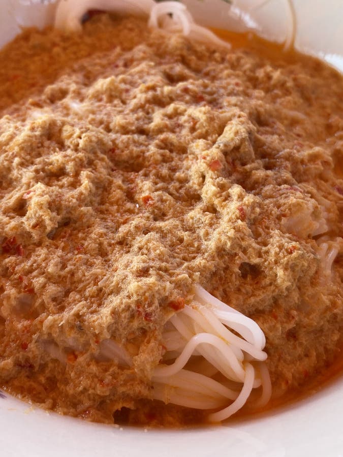 Fermented Rice Flour Noodles in White Plate Stock Image - Image of ...