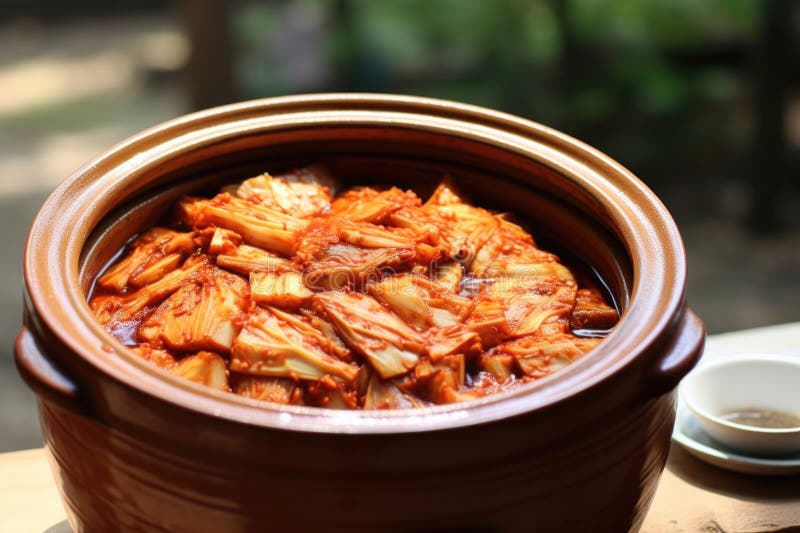 Fermenting Kimchi in an Authentic Korean Earthenware Pot Stock ...
