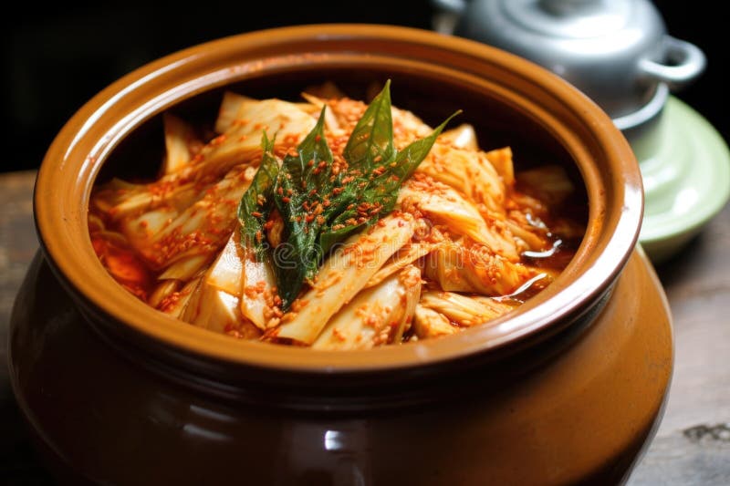 Fermenting Kimchi in an Authentic Korean Earthenware Pot Stock Image ...