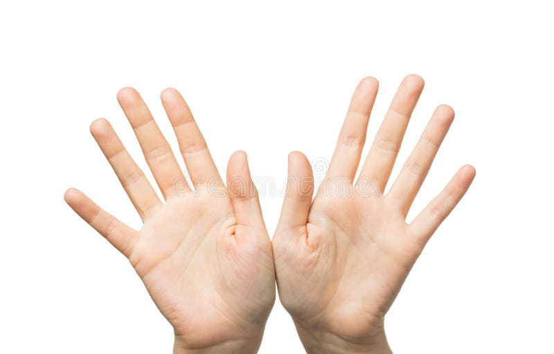 Fermez-vous De Deux Mains Montrant Des Paumes Image stock - Image du ...