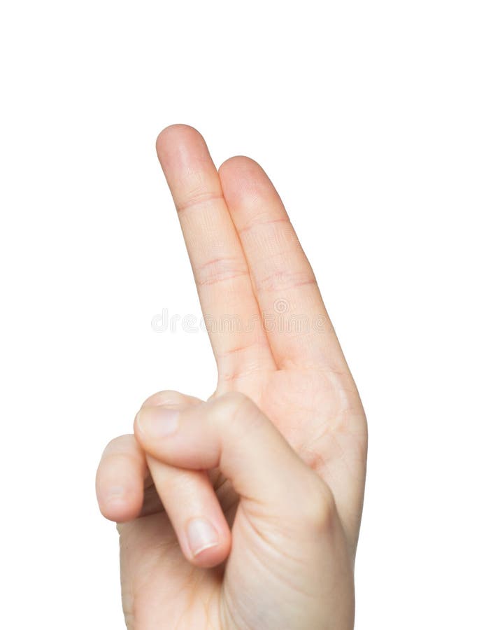 Fermez-vous De La Main Montrant Deux Doigts Image stock - Image du ...