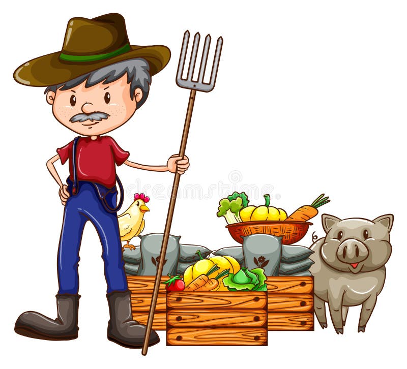 Un Agriculteur Avec Un Panier Des Oeufs Illustration de Vecteur ...