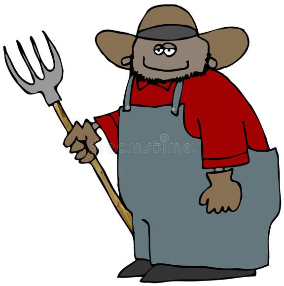 Fermier avec une fourche illustration stock. Illustration du type - 7562088