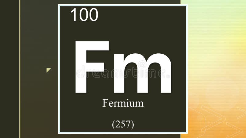 Fermium Chemical Element Symbol on Black Yellow Solid and Gradient ...