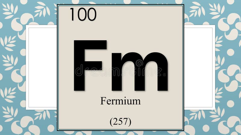Fermium Chemical Element Symbol on Blue Leaf Background Stock ...