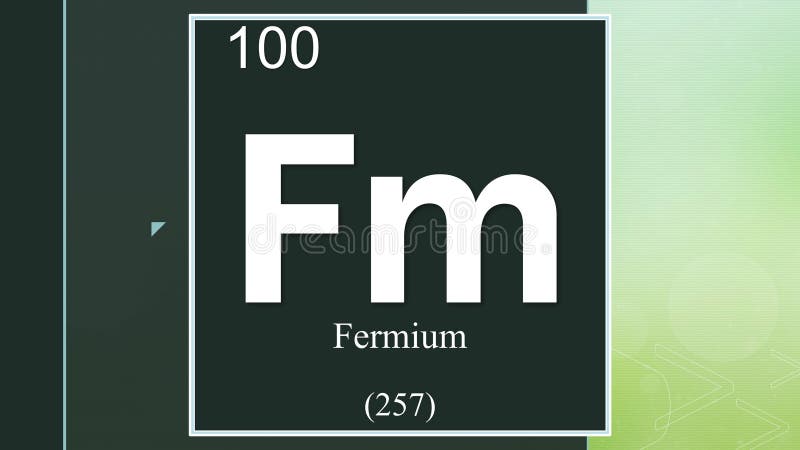 Fermium Chemical Element Symbol on Green Solid and Gradient Background ...