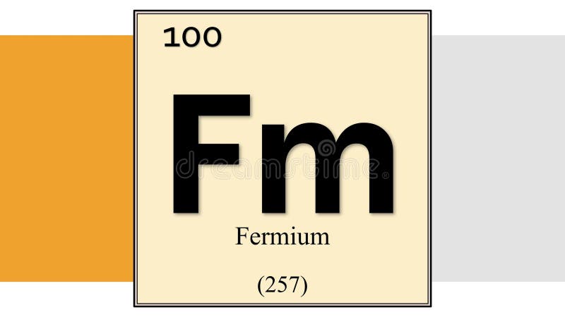 Fermium Chemical Element Symbol on Orange Gray Colored Solid Background ...