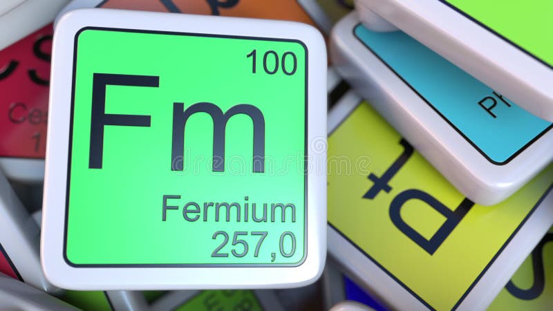 Fermium Fm Block on the Pile of Periodic Table of the Chemical Elements ...