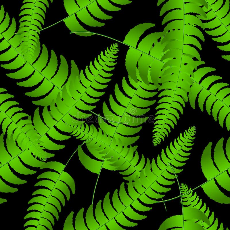 Fern Frond Silhouettes Seamless Pattern. Vector Illustration Stock ...